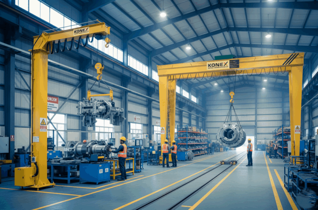Boost Workplace Safety & Efficiency | Konex JIB & Semi-Gantry Cranes